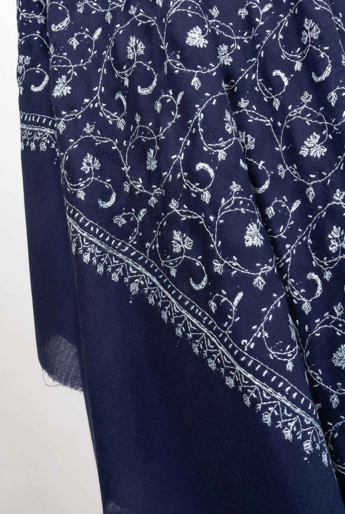 Midnight Bloom 2.5 Yards Sozni Hand Embroidered Shawl – KashmKari