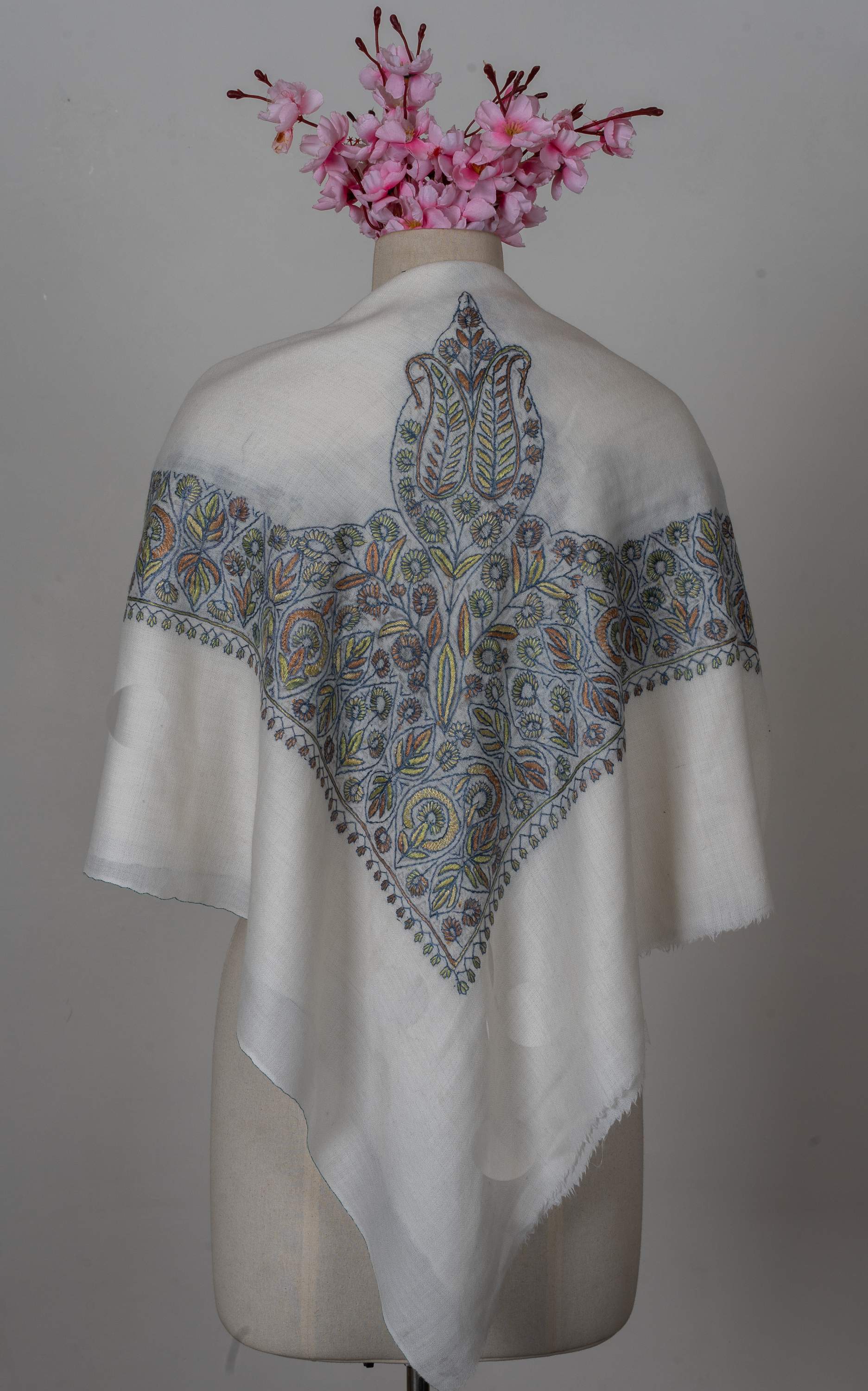 Willow Bloom Rumal 58 inches — Sozni Hand Embroidered – KashmKari