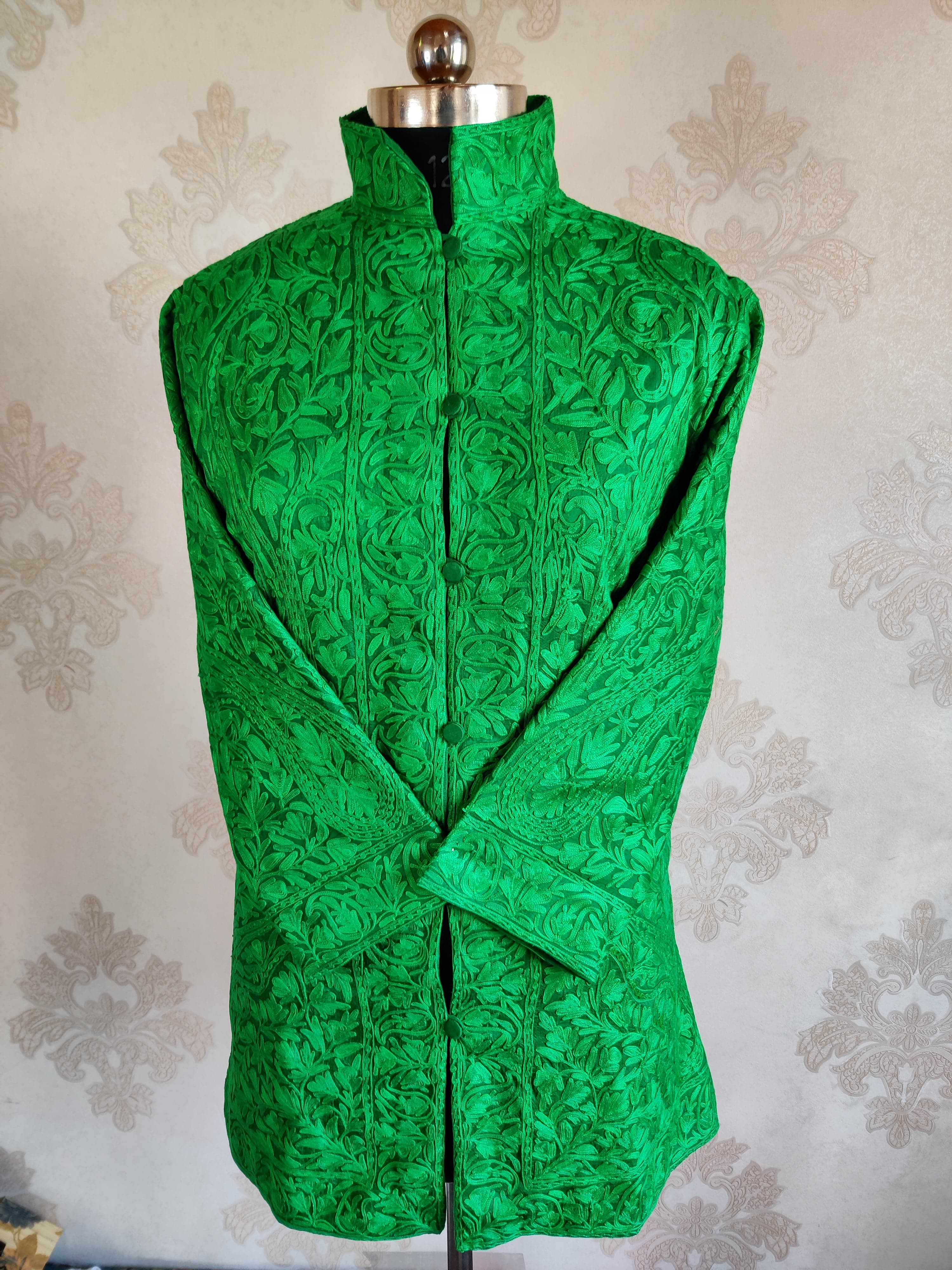 Get White Kashmiri coat With Bohemian Embroidery at best price Online ...
